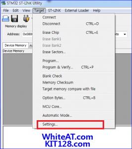 STM32 ST-LINK Utility 사용 – SWD 4선 사용 – 화이트앳 기술문서